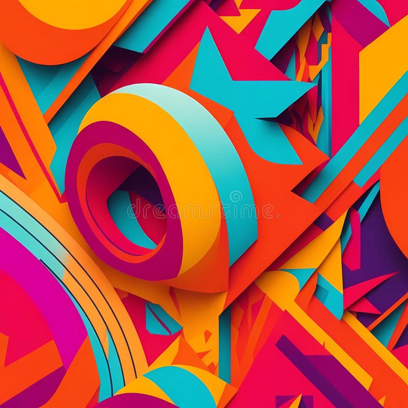 Abstract Background with Bright Colors and Shapes Stock Illustration ...