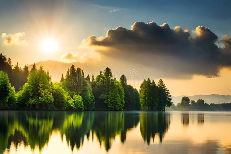 Background with Bright Green Leaves on a Blurred Backlit Background ...