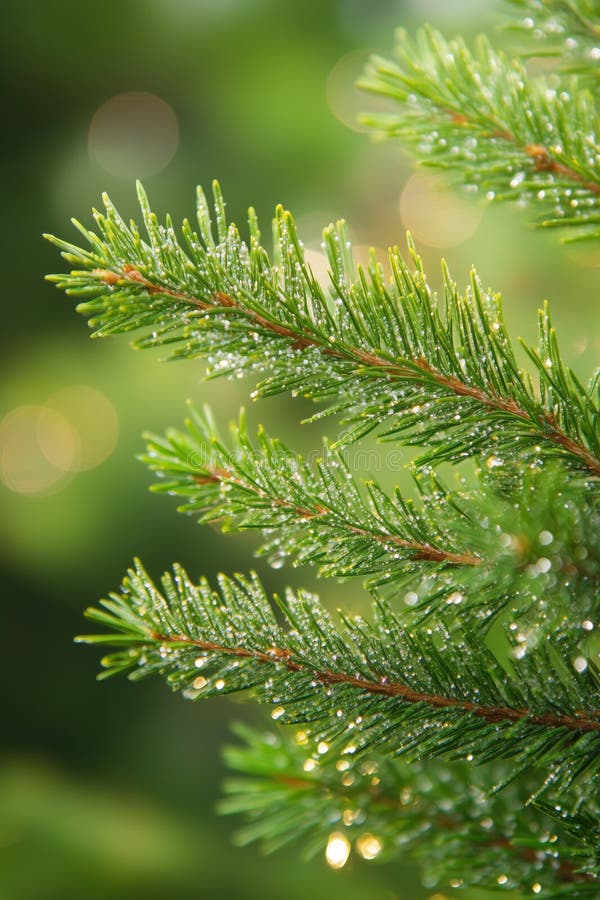 Background with Bright Green Pine Tree Branches. Stock Illustration ...