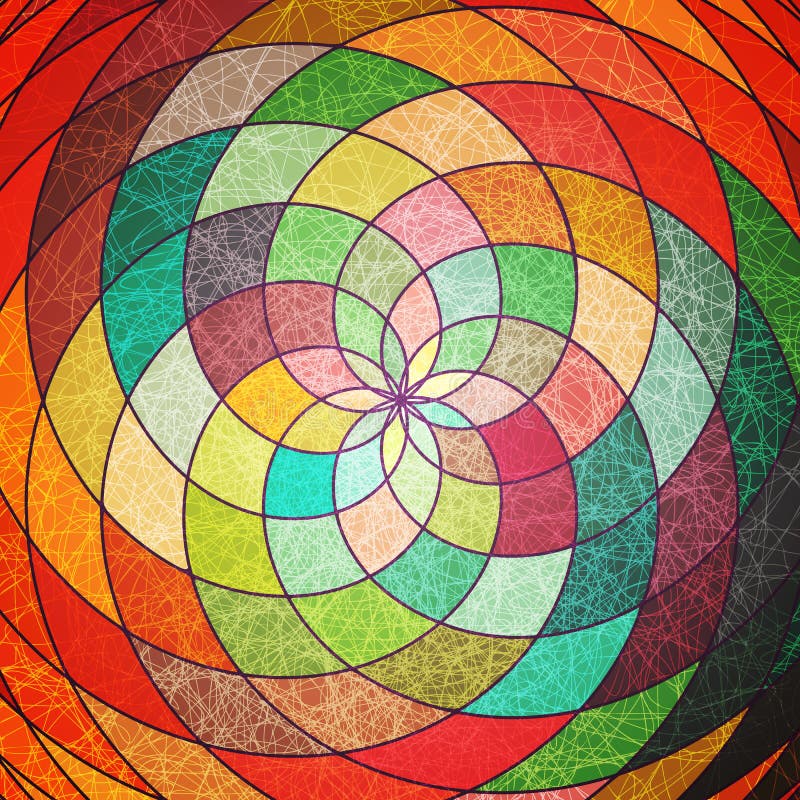 Circle Shape Art in Sun Landscape Stock Illustration - Illustration of ...