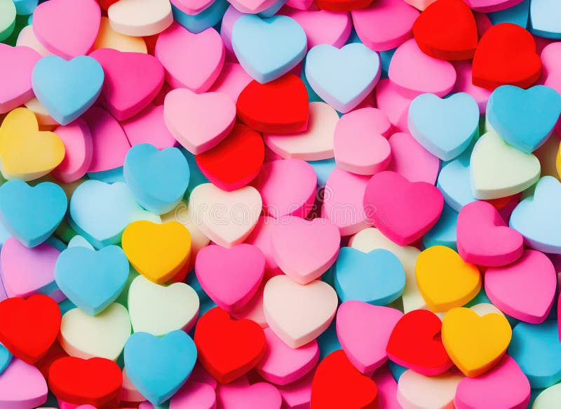 Background of Bright Multi-colored Hearts. Stock Illustration ...