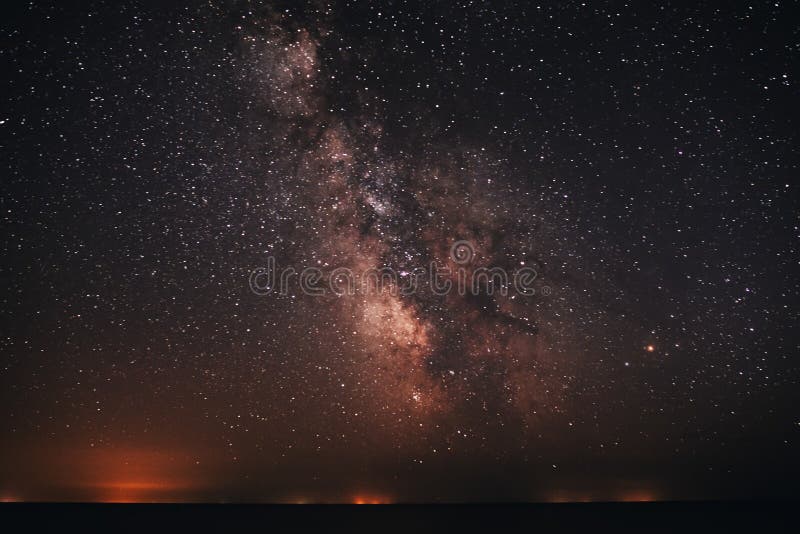 Background of Bright and Night-starry Sky with the Milky Way upon on it ...
