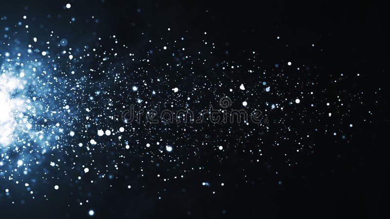 Background of Bright Particles Flying Horizontally. Dynamic White ...