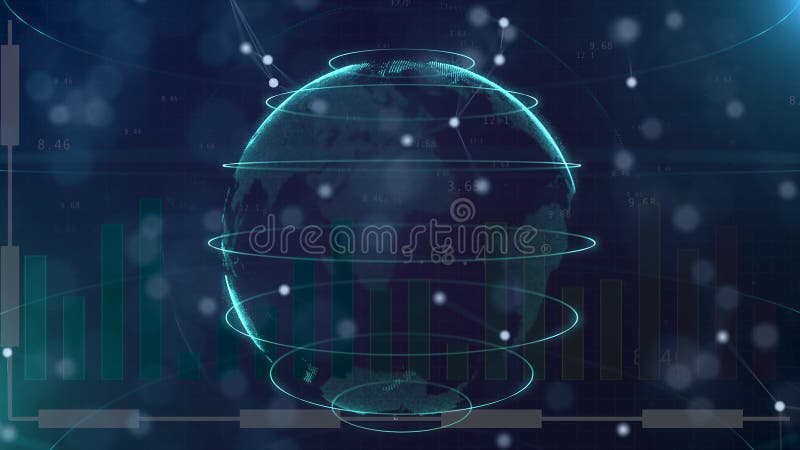 Background for Broadcasting. Abstract Planet and Candlestick Chart ...