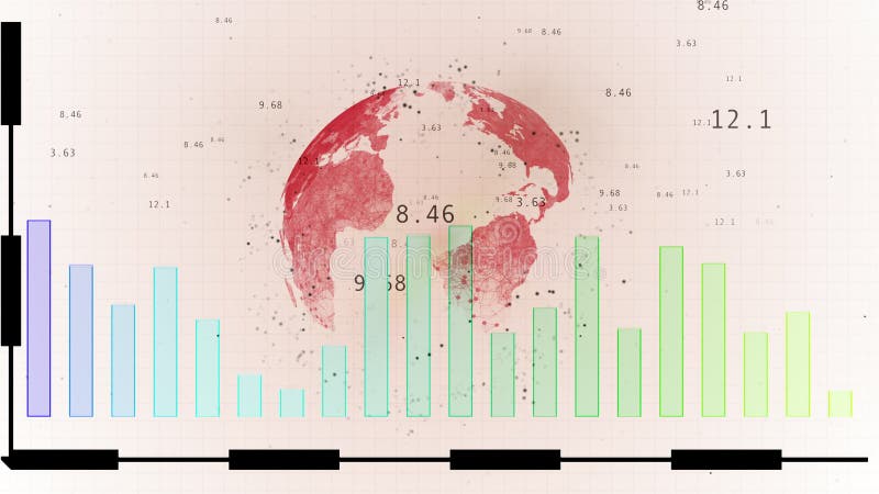 Background for Broadcasting. Abstract Red Planet and Candlestick Chart ...