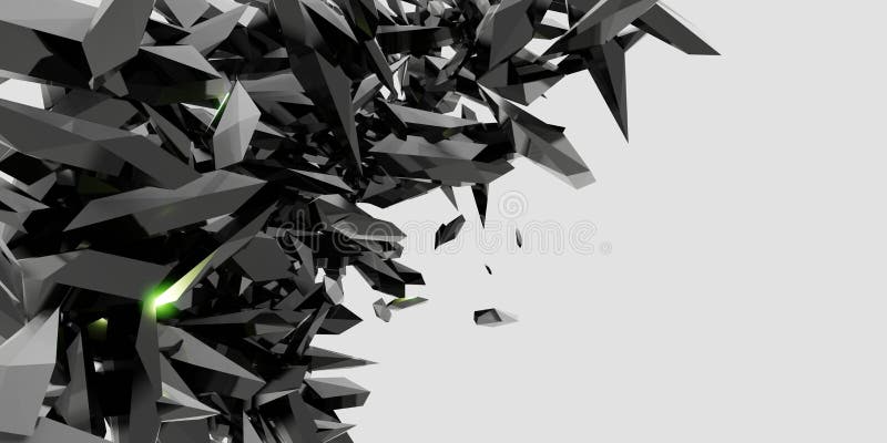 Background Broken Glass Blasting Metal Shards Scattered 3D Illustration ...