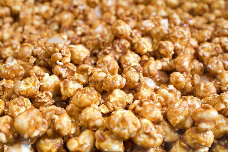 Background of Brown Sweet Caramel Honey Popcorn Stock Photo - Image of ...