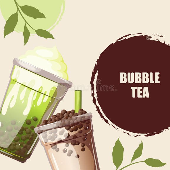 Background with Bubble Tea. Bubble Tea with Tapioca in Plastic Cups ...