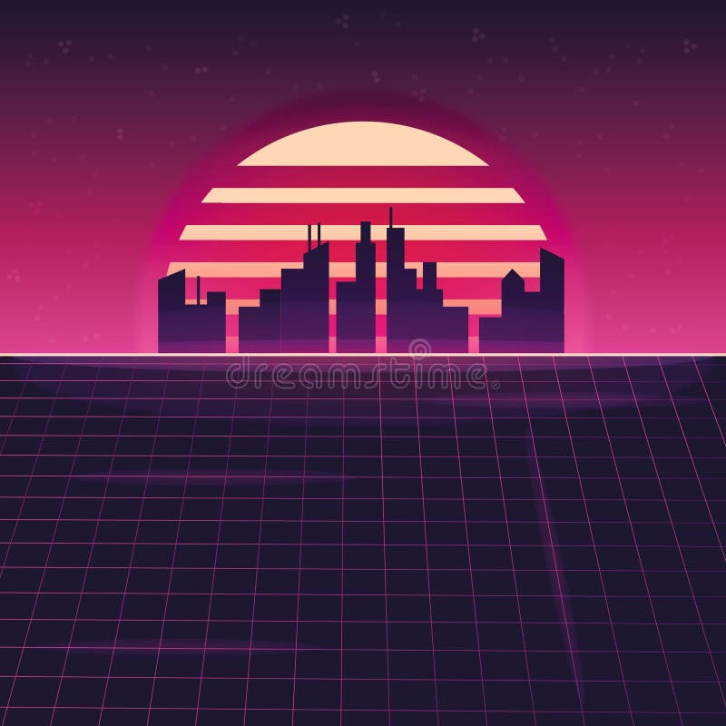 Background with Buildings and Sunset Stock Illustration - Illustration ...