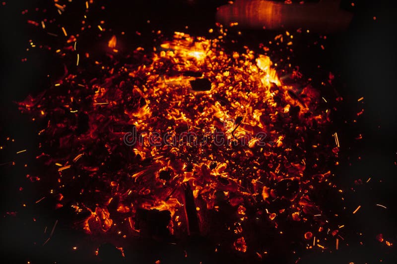 Background of Burning Hot Coals in the Grill or Oven Stock Photo ...