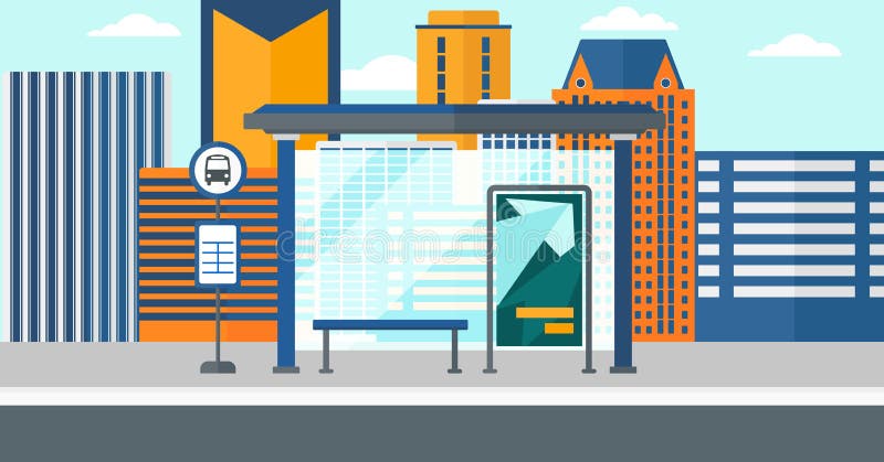 Background of Bus Stop with Skyscrapers Behind. Stock Vector ...