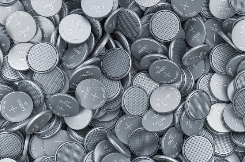 Background from Button Cells, 3D Rendering Stock Illustration ...