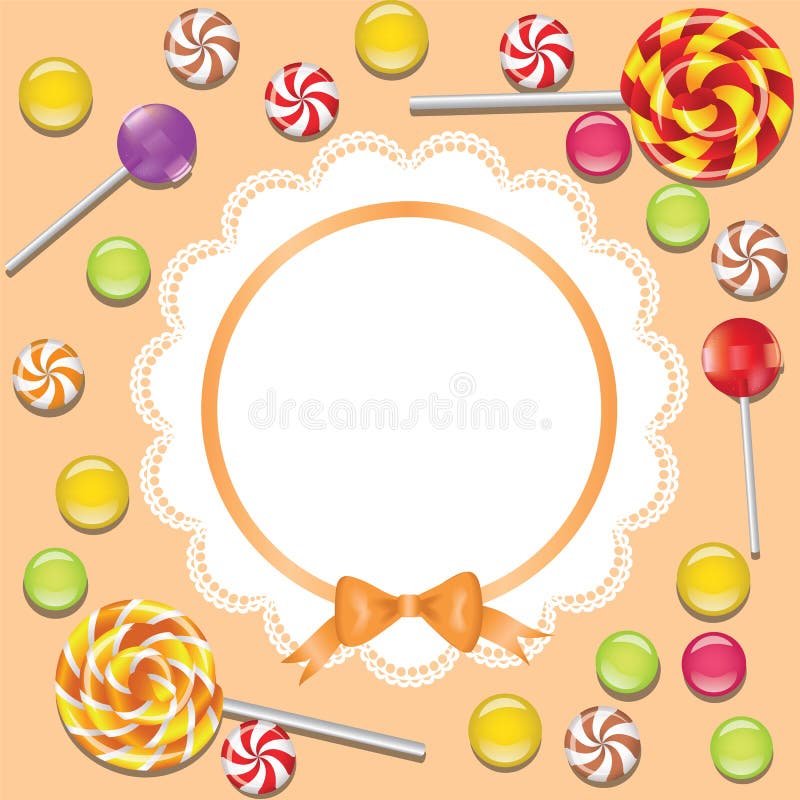 Background with Candies Frame Stock Vector - Illustration of jellybean ...