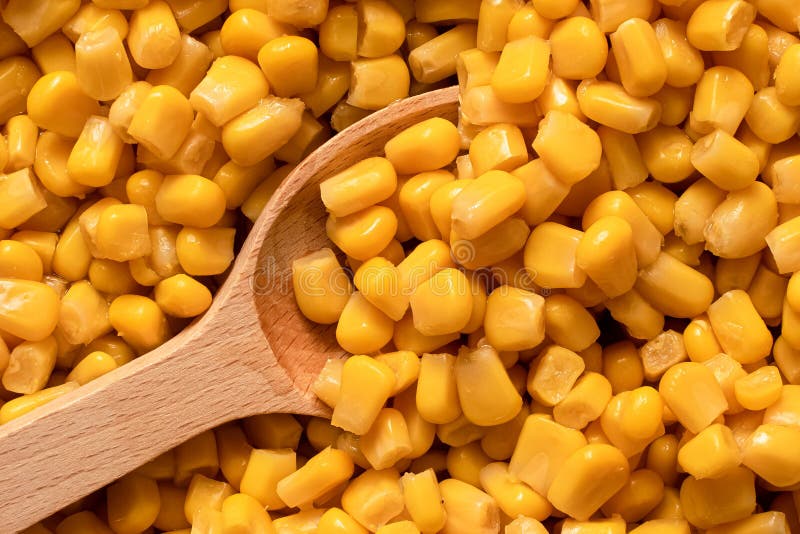 Canned Sweet Corn in Opened Tin Can, Top View. Stock Photo - Image of ...
