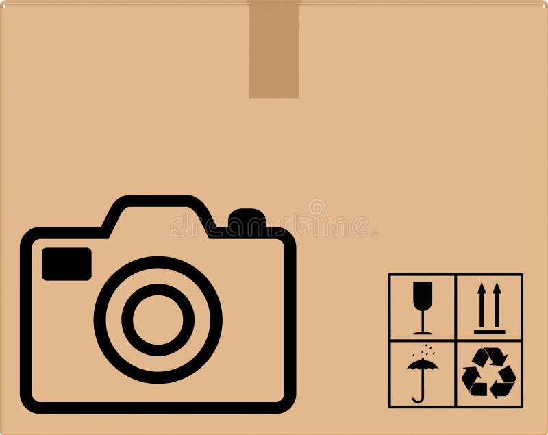 Background Cardboard Boxes with Camera Icon Stock Illustration ...