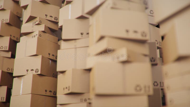 Background of Cardboard Boxes Inside Warehouse, Logistic Center ...