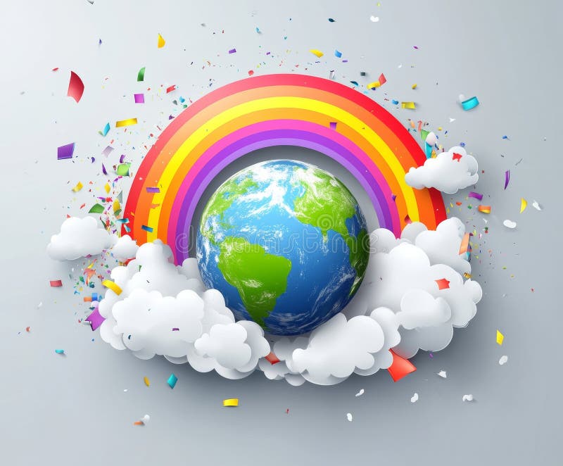 Background of a Cartoon Design Earth Planet Globe with Architecture and ...