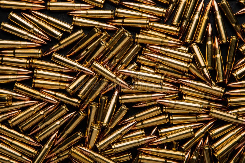 Background from Cartridges for a Carbine. Ammunition for Modern Weapons ...