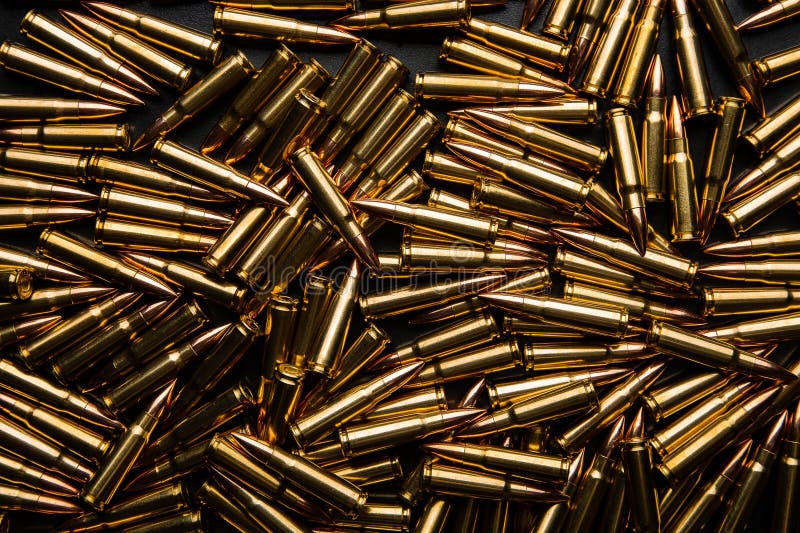 Background from Cartridges for a Carbine. Ammunition for Modern Weapons ...