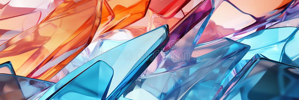 Background of Cascading Glass Shapes Dynamic Pattern of Overlapping ...