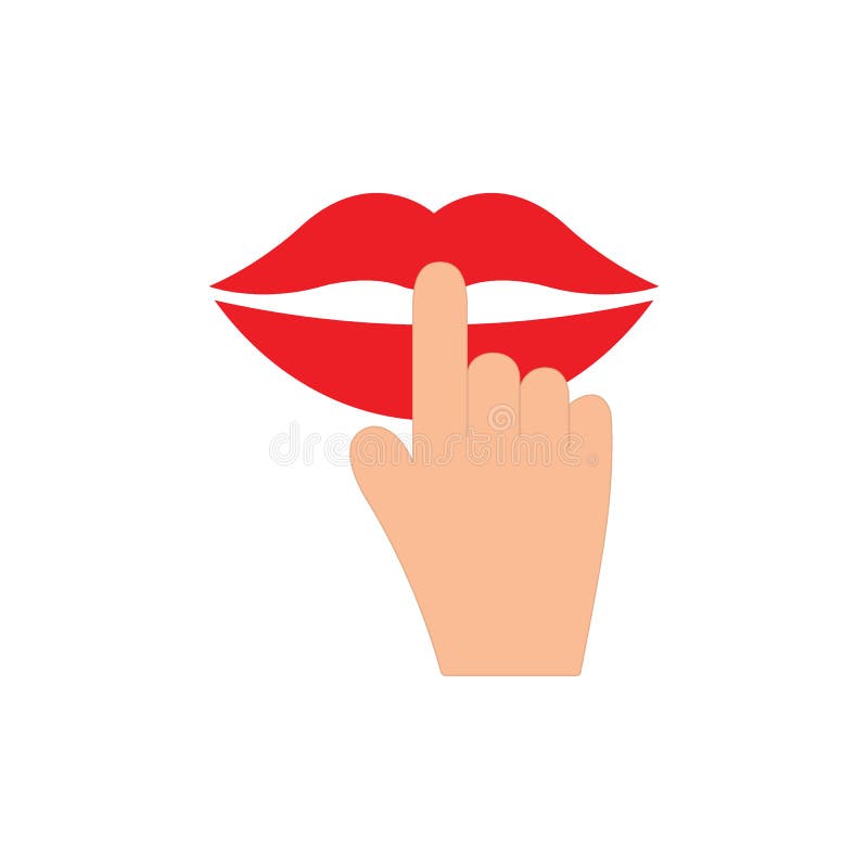 Lips with Finger Icon Vector Sign Stock Vector - Illustration of hand ...