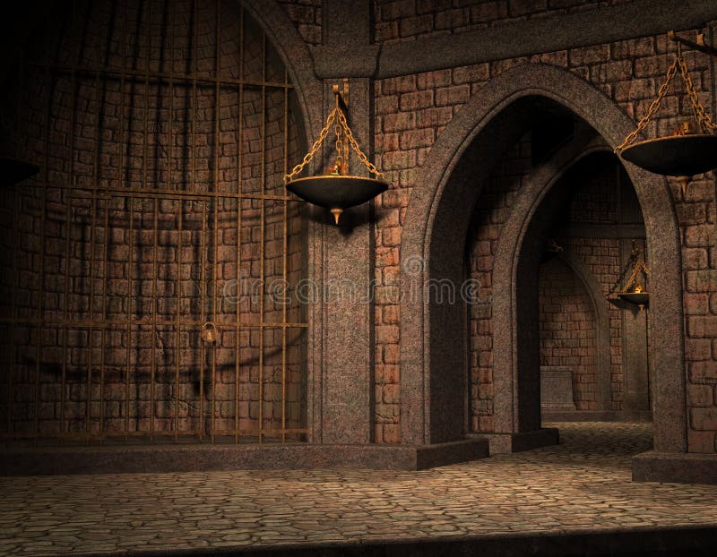Background Cell in an Old Castle Cellar Stock Illustration ...