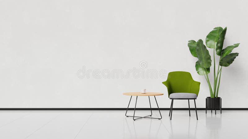 Background Chair, Table, Plant for Presentation. 3D Rendering Stock ...