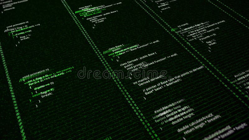Background from Changing Matrix Code. Animation. Field with Source Code ...
