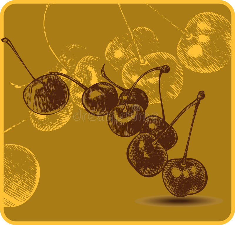 Background with Cherries, Hand-drawing. Vector Ill Stock Vector ...