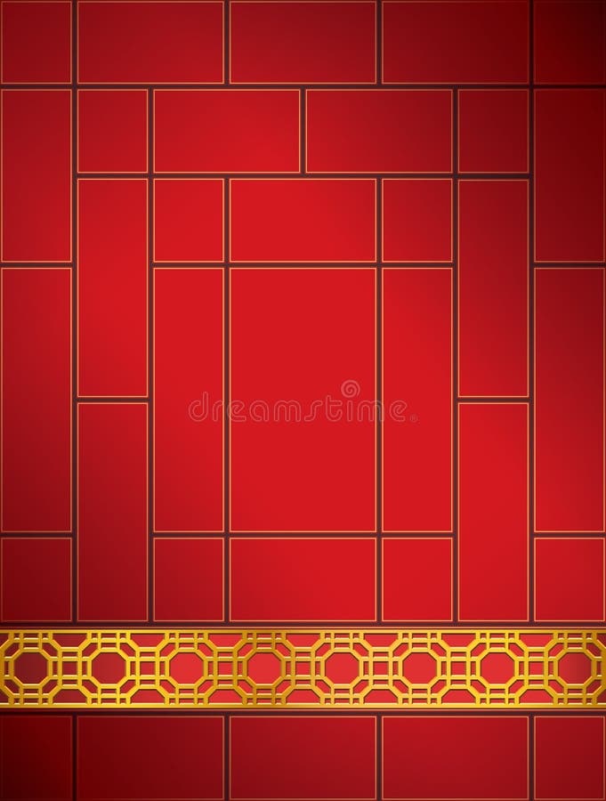 Background Chinese Lattice Pattern Red Gold. Stock Vector ...