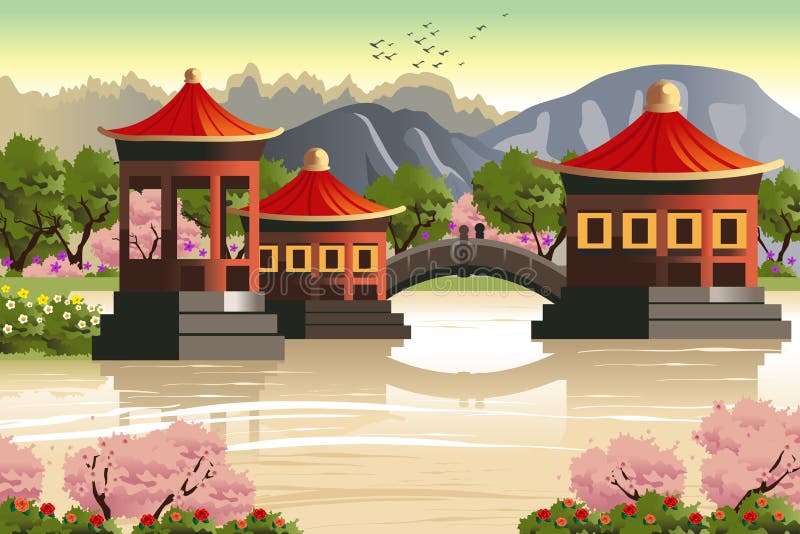 Background of Chinese Temples Stock Vector - Illustration of temples ...