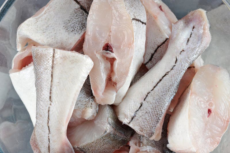 Background of Chopped Raw Fish Cod Stock Image - Image of ingredient ...