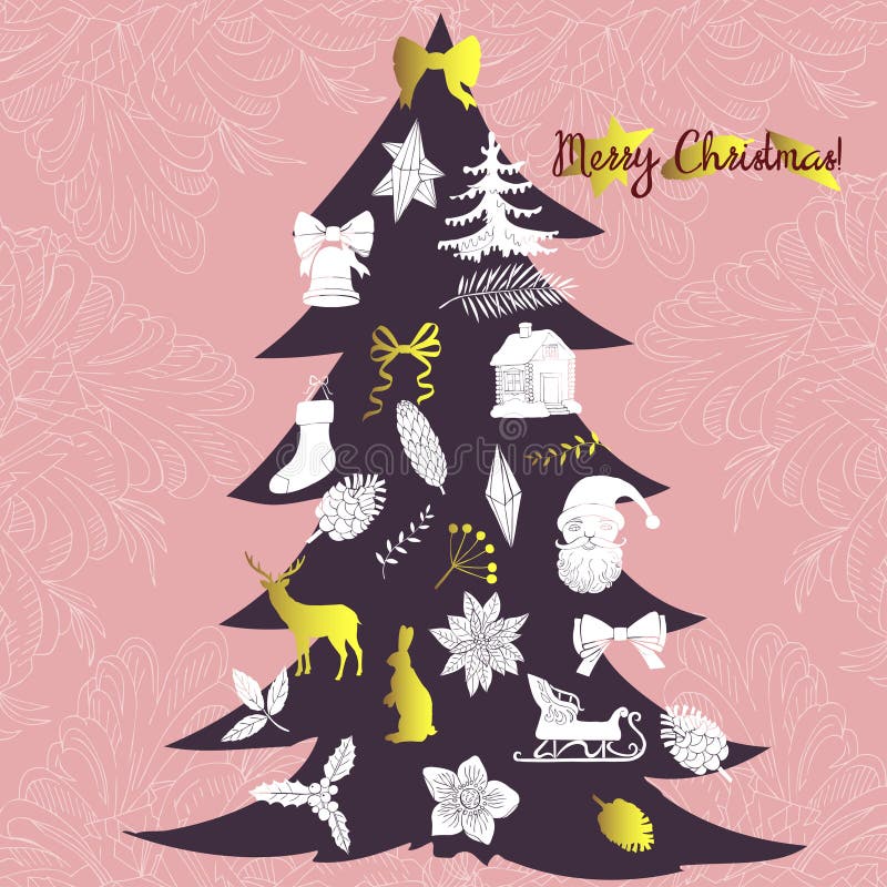 Background with Christmas Elements Stock Vector - Illustration of house ...