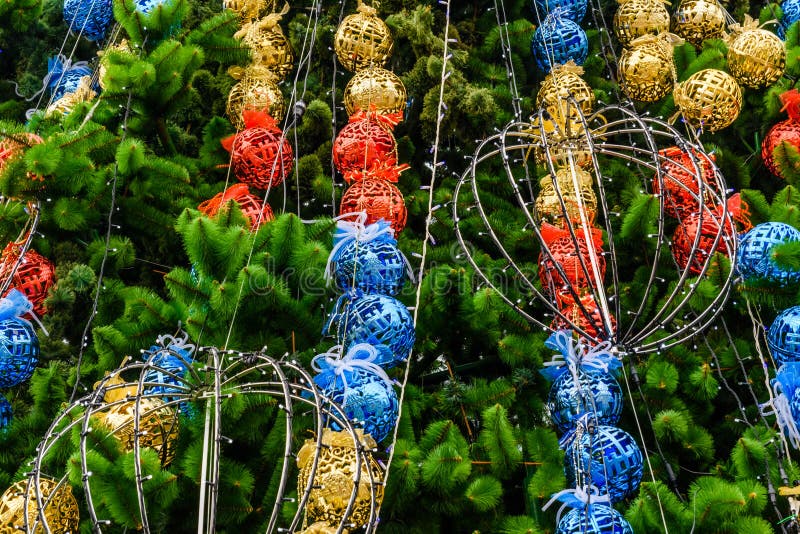 Background of Christmas Tree and Decorations Stock Photo - Image of ...