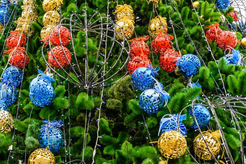 Background of Christmas Tree and Decorations Stock Image - Image of ...