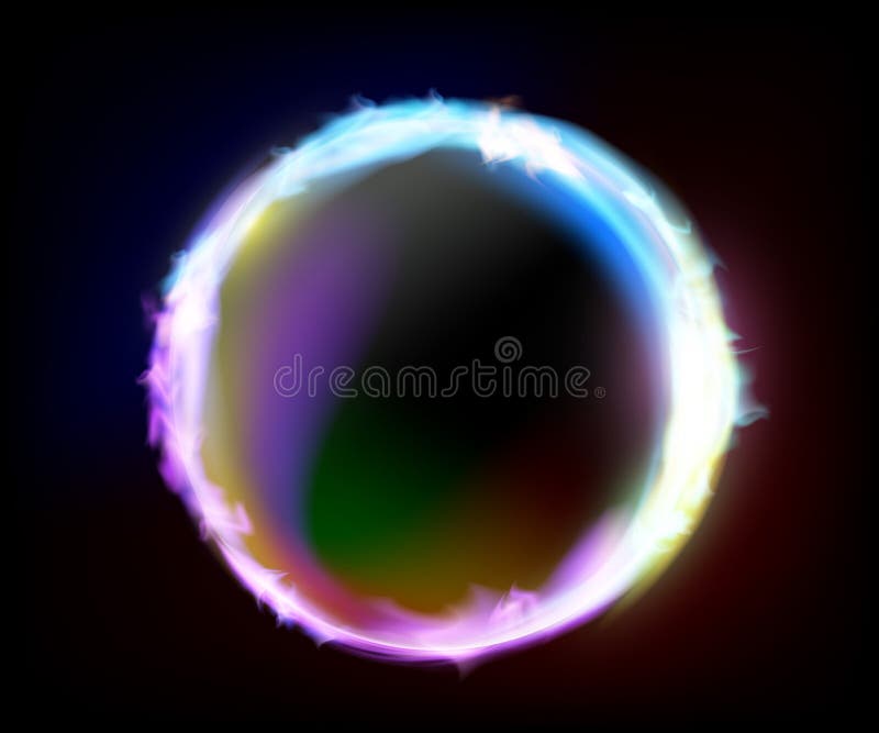 Background of Circle Burning Plasma. Flame with Electrical Discharges ...