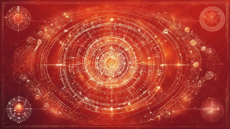 Background with Circles _A Red and Orange Sacred Geometry Symbols and ...