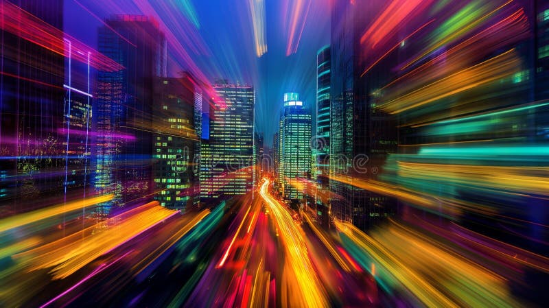 Background with City with Bright Colors and High-tech Architecture ...