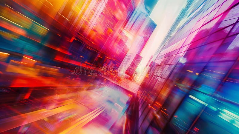 Background with City with Bright Colors and High-tech Architecture ...