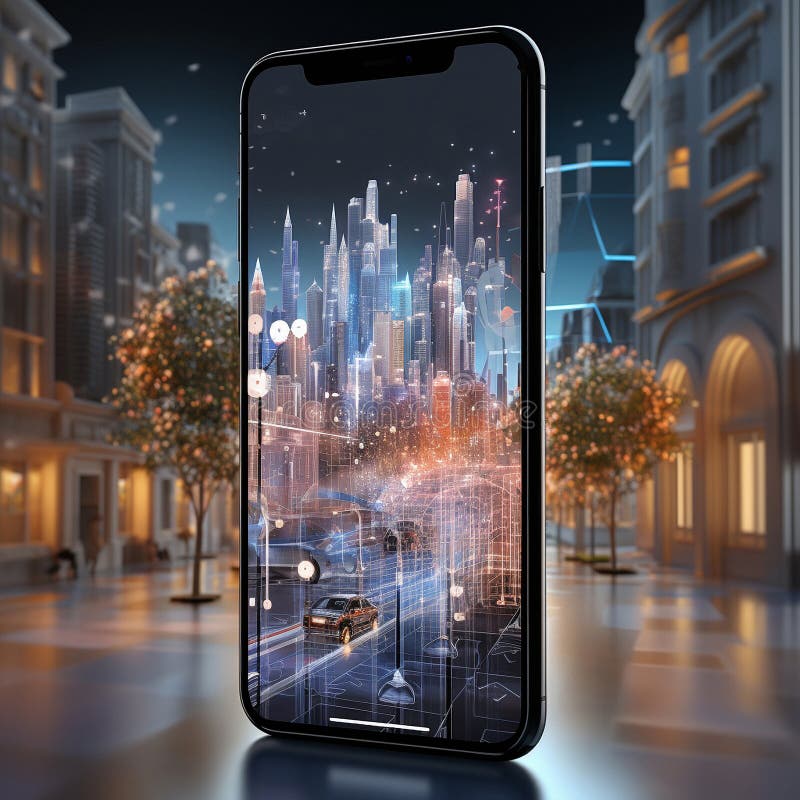 Background of the City of the Future with Augmented Reality Stock Illustration - Illustration of ...