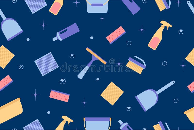 Background of Cleaning Equipment. Vector Illustration Isolated on a ...