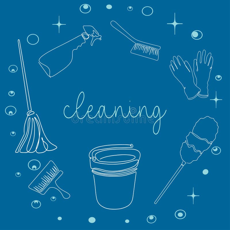 Background of Cleaning Equipment. Vector Illustration Isolated on a ...