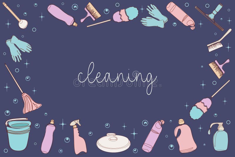 Background of Cleaning Equipment. Vector Illustration Isolated on a ...