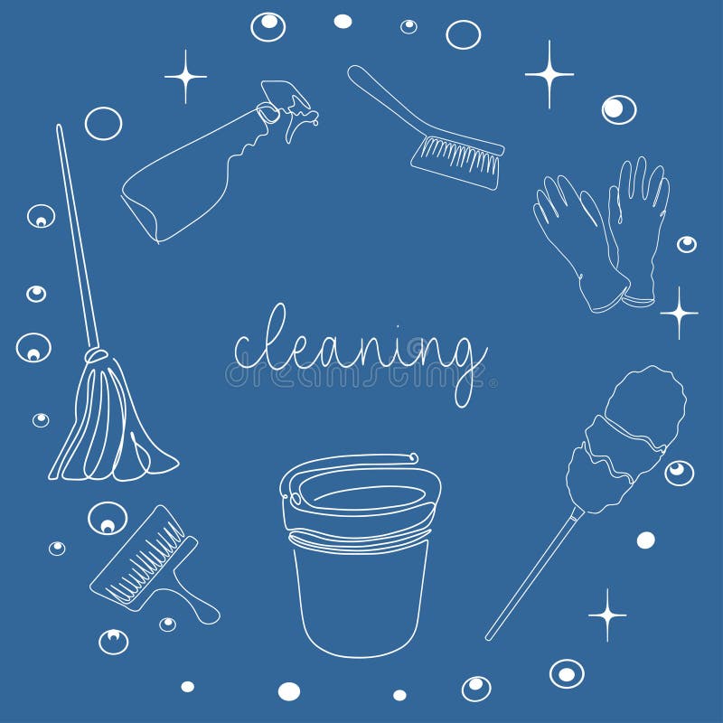 Background of Cleaning Equipment. Vector Illustration Isolated on a ...