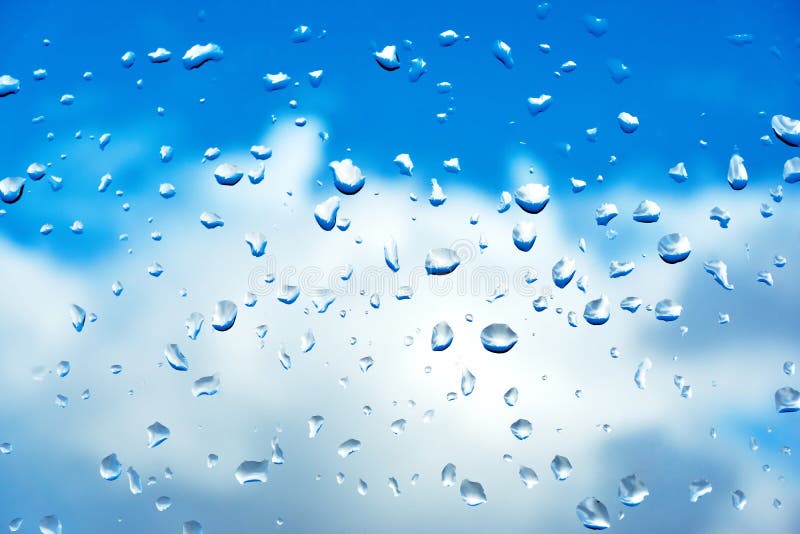 Raindrops on Window Against a Blue Sky Stock Image - Image of backdrop ...