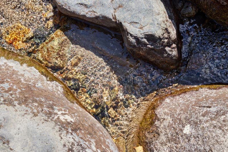 Background of Clear Spring Water Running among Stones Stock Photo ...