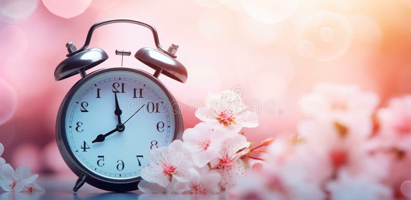 Background Clock and Flowers New Year Clock Stock Illustration ...