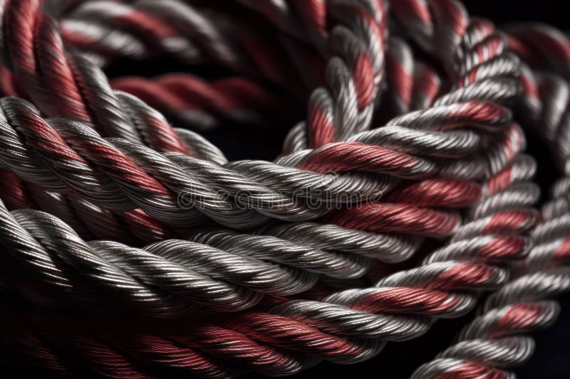 Background Close Braided Steel Cable Red Rolled Stock Illustration ...