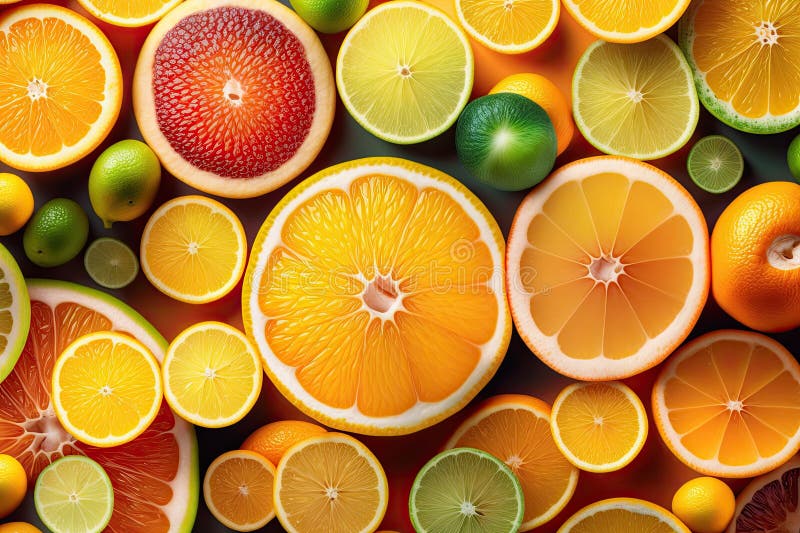 Background Close Up of Many Juicy Citrus Fruits Stock Illustration ...