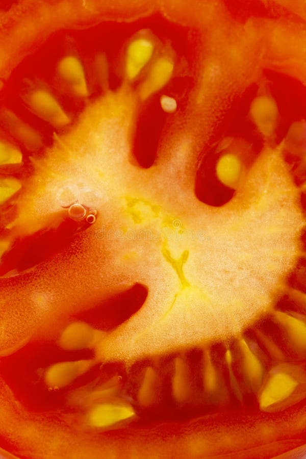 Background Close Up of Red Tomato Sliced in Half Stock Photo - Image of ...